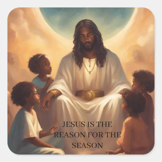 Black Jesus African American Christmas Sticker | Zazzle
