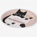Black Kitty Cat Girl Pink Birthday Paper Plates | Zazzle