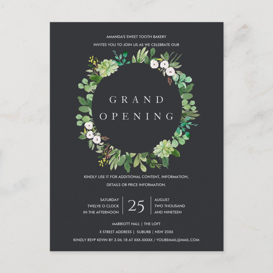 BLACK KRAFT FOLIAGE FRAME GRAND OPENING CEREMONY POSTCARD | Zazzle