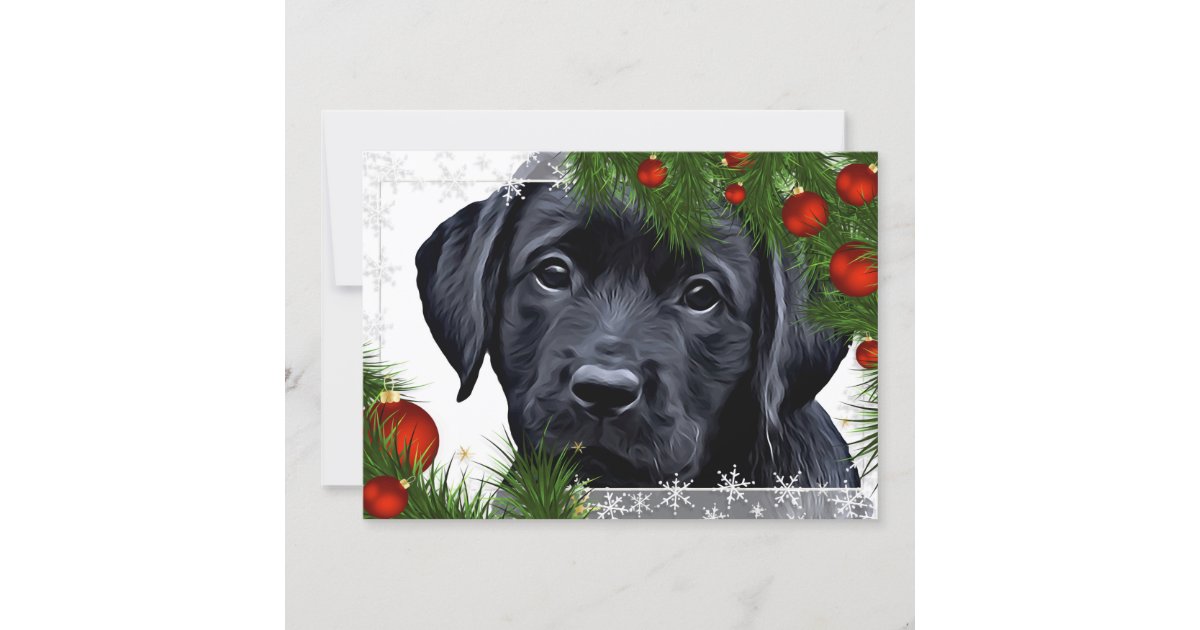 Black Lab Christmas Card - Cute Dog Puppy Labrador | Zazzle