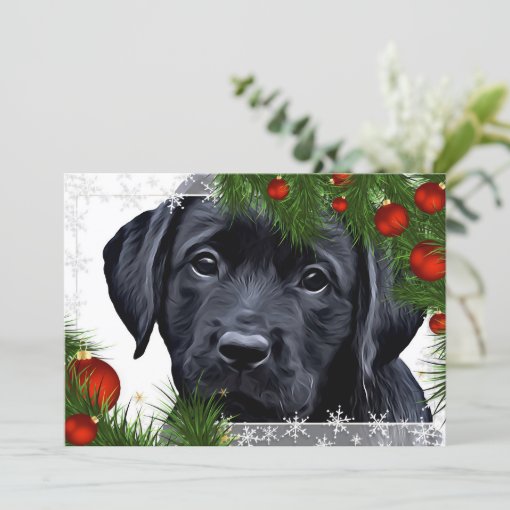 Black Lab Christmas Card - Cute Dog Puppy Labrador | Zazzle