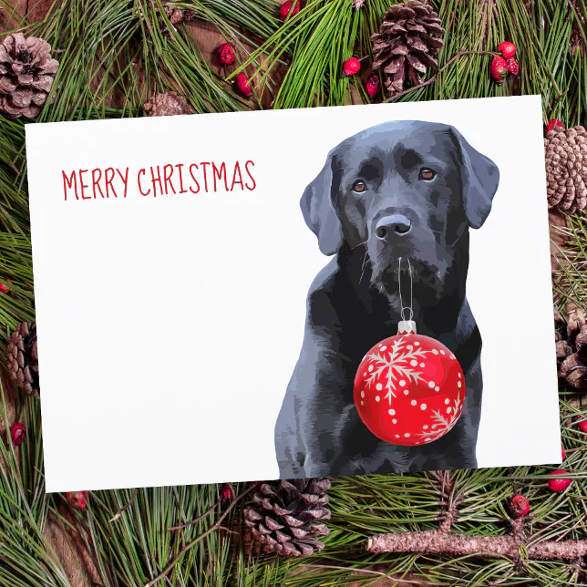 Black Lab Christmas - Cute Puppy Black Lab Holiday Card | Zazzle