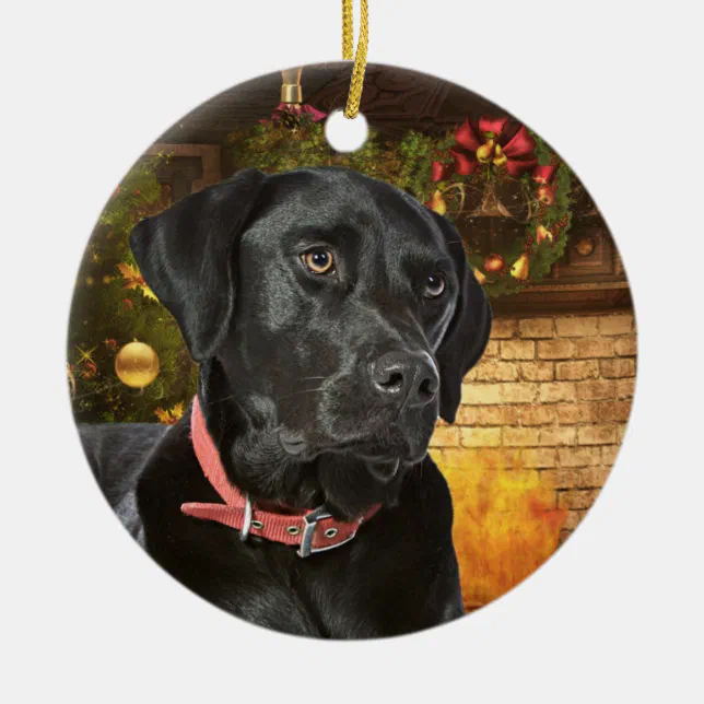 Black Lab Christmas Ornament | Zazzle