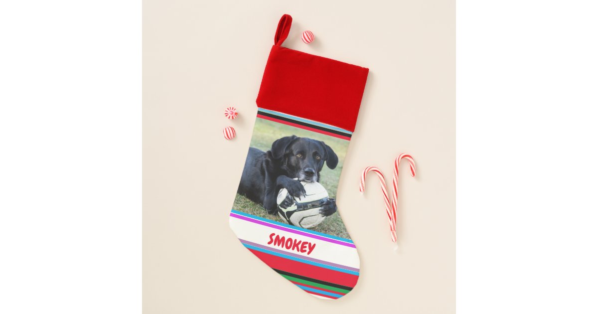 Black Lab Christmas Stocking personalized. | Zazzle