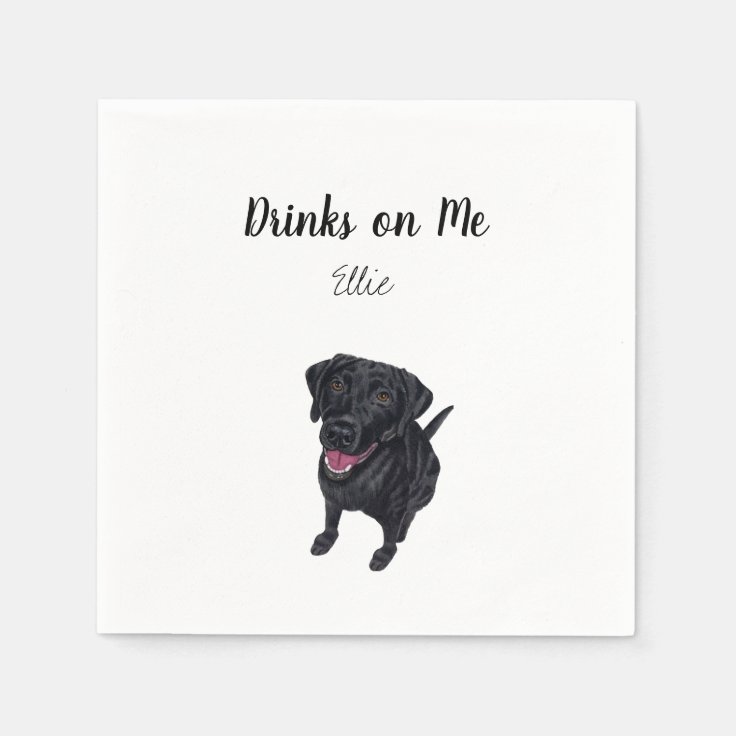 Black Lab Cocktail Napkins | Zazzle