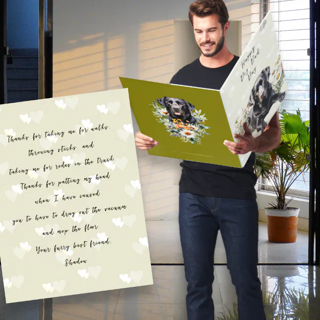 Black Lab Dog Dad Big Card With Message | Zazzle