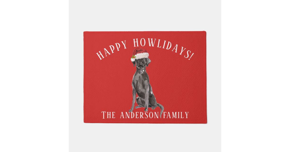 Black Lab Dog Happy Howlidays Christmas Doormat | Zazzle