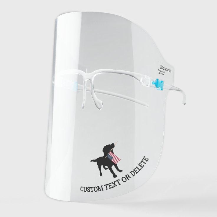 Black Lab Dog holding USA American Flag Custom Face Shield | Zazzle