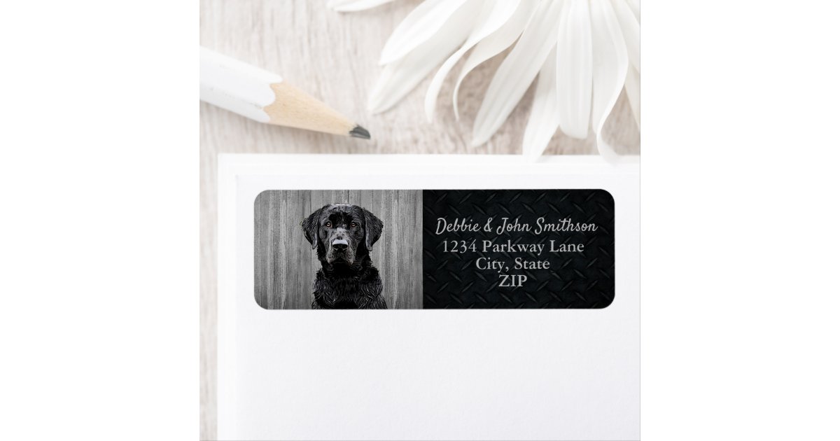 Black Lab Dog Rustic Animal Return Address Label | Zazzle