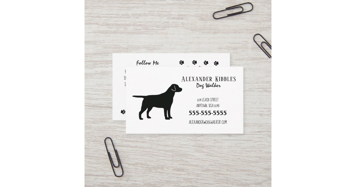 Black Lab Dog Walker Business Card | Zazzle