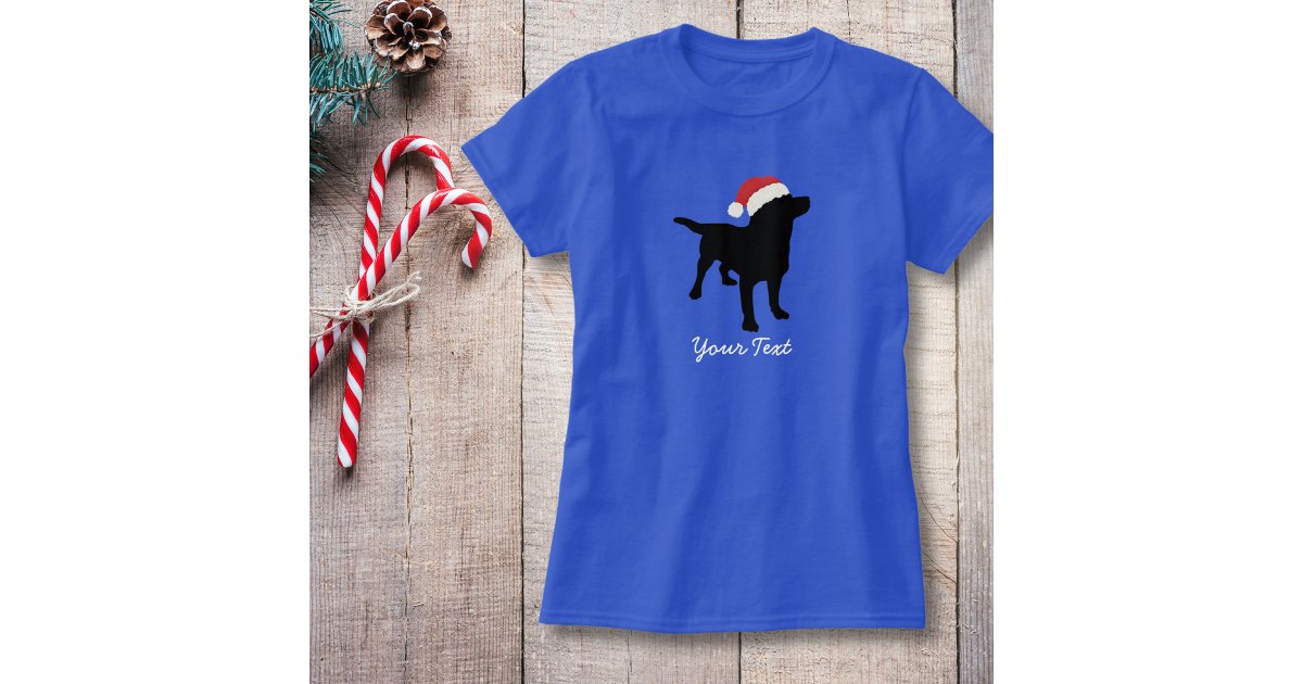 Black Lab Dog wearing Santa Claus Christmas Hat T-Shirt | Zazzle