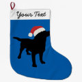 Black Lab Dog with Christmas Santa Hat Large Christmas Stocking | Zazzle