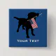 Black Lab Dog with USA American Flag, 4th of July Button | Zazzle
