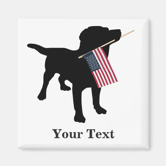 Black Lab Dog with USA American Flag, 4th of July Magnet | Zazzle