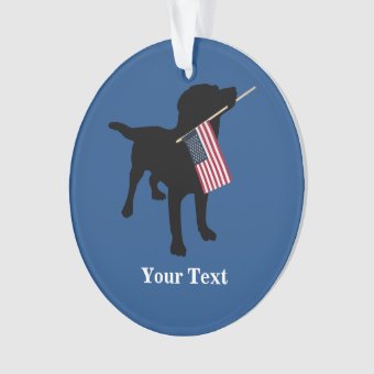 Black Lab Dog with USA American Flag, 4th of July Ornament | Zazzle