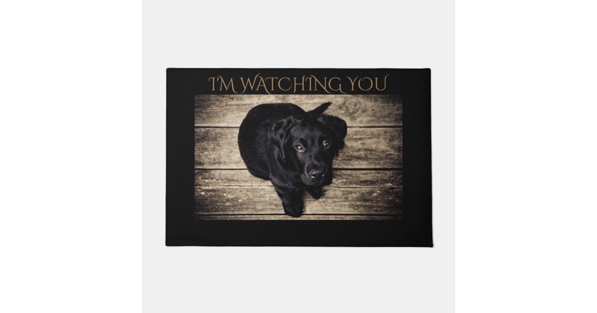 Black lab doormat. 'I'm watching you" Doormat | Zazzle
