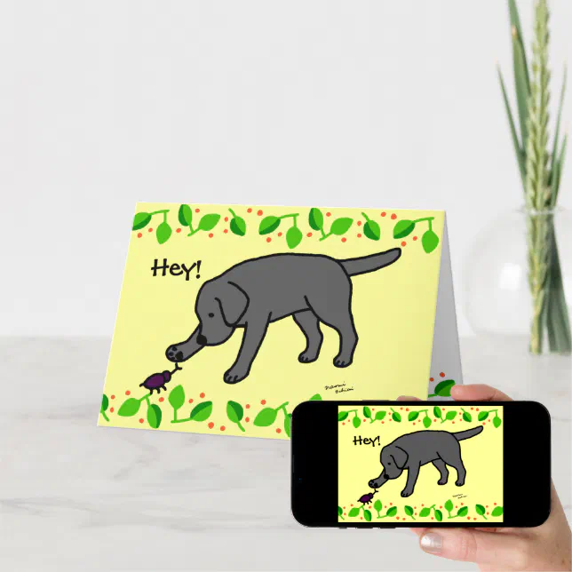 Black Lab Friendly Cartoon Black Labrador Card | Zazzle