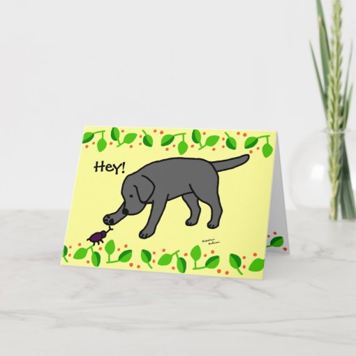 Black Lab Friendly Cartoon Black Labrador Card | Zazzle