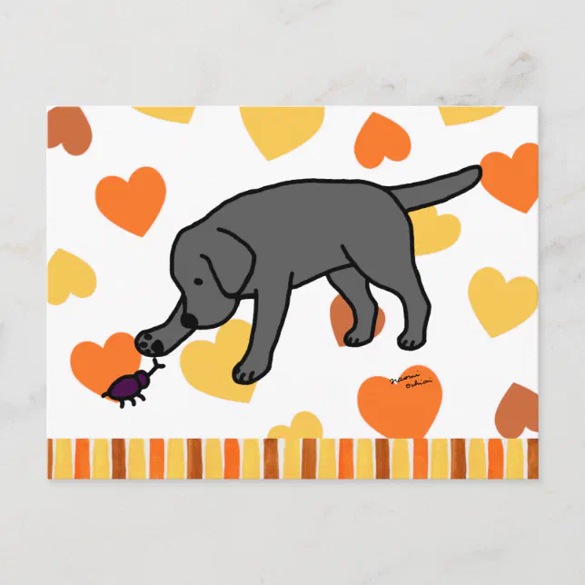 Black Lab Friendly Cartoon Black Labrador Postcard | Zazzle