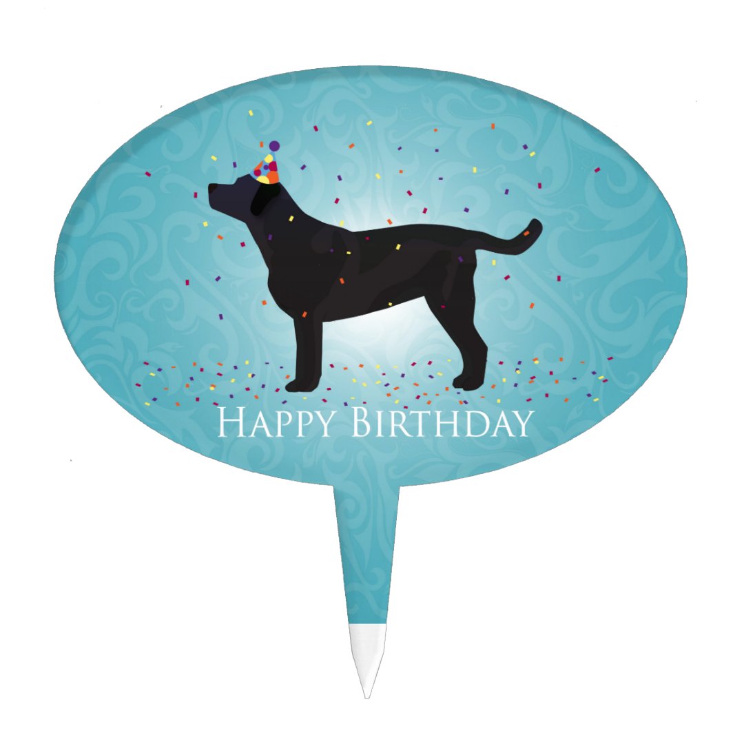 Black Lab Happy Birthday Design Cake Topper | Zazzle