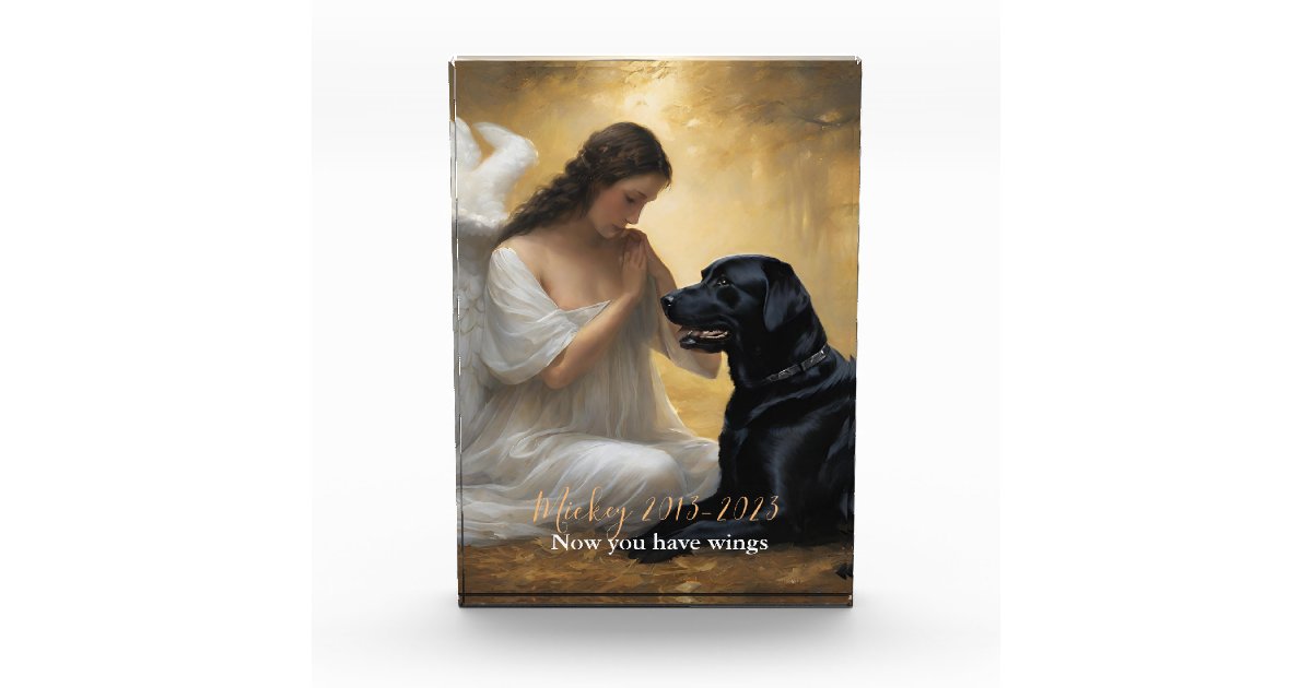 Black Lab Heaven Custom Memorial Photo Block | Zazzle