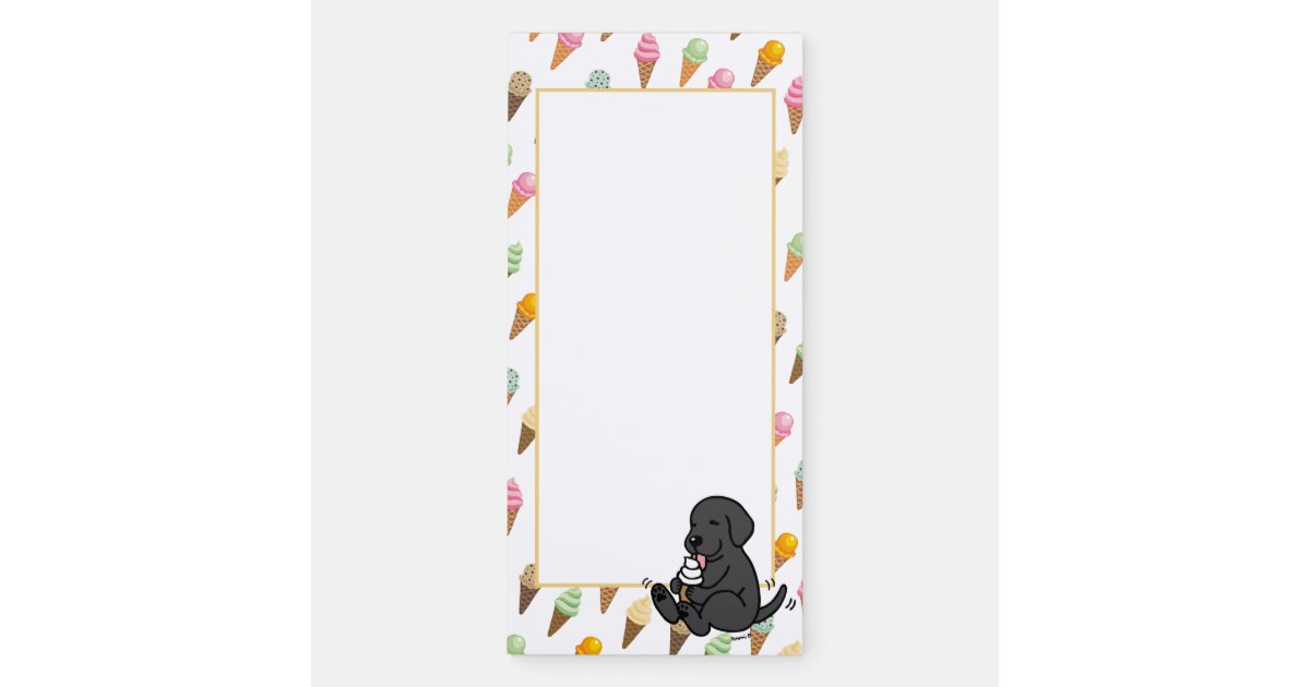 Black Lab Licking Ice Cream Magnetic Notepad | Zazzle