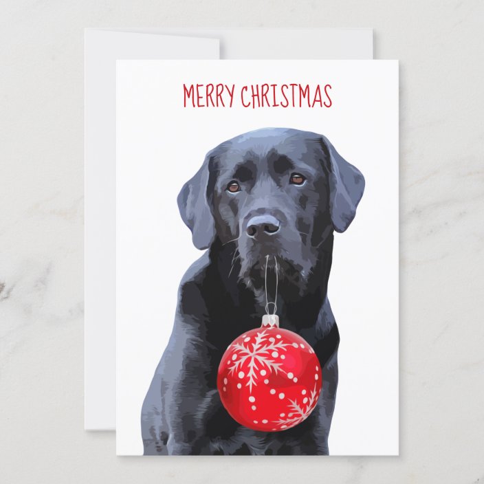 Black Lab Merry Christmas - Cute Labrador Dog Invitation | Zazzle.com