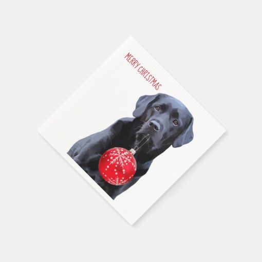 Black Lab Merry Christmas - Cute Labrador Dog Napkins | Zazzle