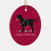 Black Lab Merry Christmas Design Ceramic Ornament | Zazzle