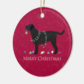 Black Lab Merry Christmas Design Ceramic Ornament | Zazzle
