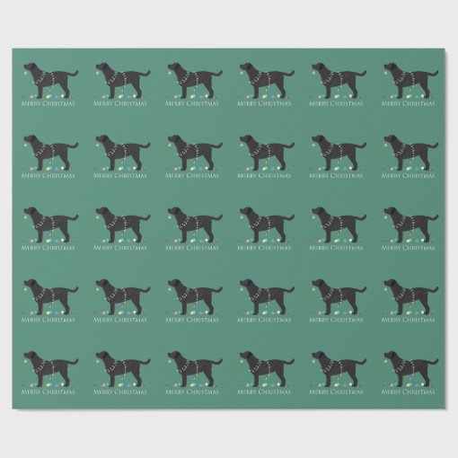 Black Lab Merry Christmas Design Wrapping Paper | Zazzle