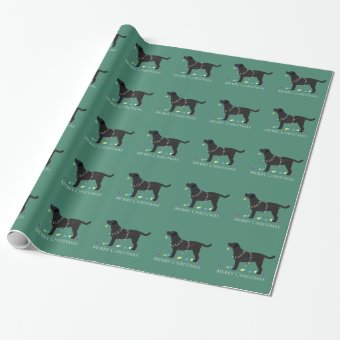 Black Lab Merry Christmas Design Wrapping Paper | Zazzle