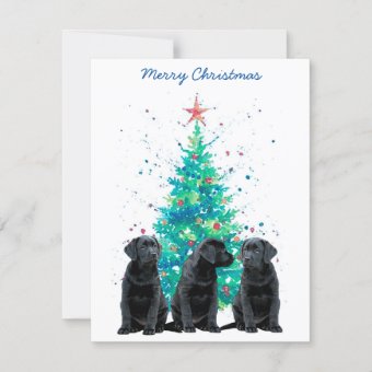 Black Lab Merry Christmas Labrador Cute Puppy Dog Holiday Card | Zazzle