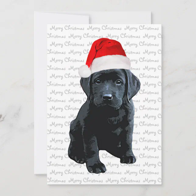 Black Lab Merry Christmas Labrador Dog Santa Puppy Holiday Card | Zazzle