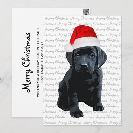 Black Lab Merry Christmas Labrador Dog Santa Puppy Holiday Card | Zazzle