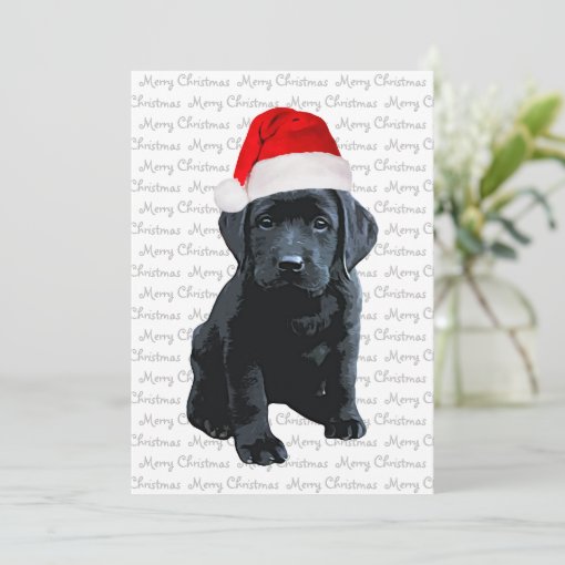 Black Lab Merry Christmas Labrador Dog Santa Puppy Holiday Card | Zazzle