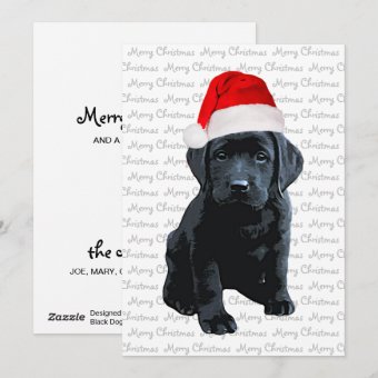 Black Lab Merry Christmas Labrador Puppy Santa Dog Holiday Card | Zazzle