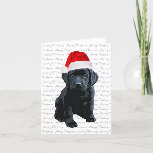 Black Lab Merry Christmas Labrador Puppy Santa Dog Holiday Card | Zazzle