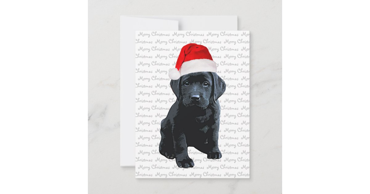 Black Lab Merry Christmas Labrador Santa Puppy Dog Holiday Card | Zazzle