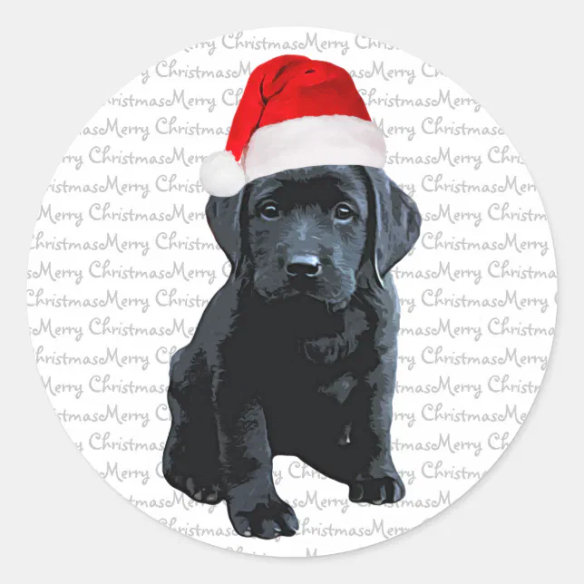Black Lab Merry Christmas Puppy Santa Dog Labrador Classic Round ...