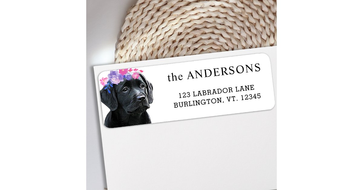 Black Lab Puppy Return Address Label | Zazzle