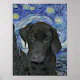 Black Lab Puppy Starry Night Van Gogh Inspired Poster | Zazzle