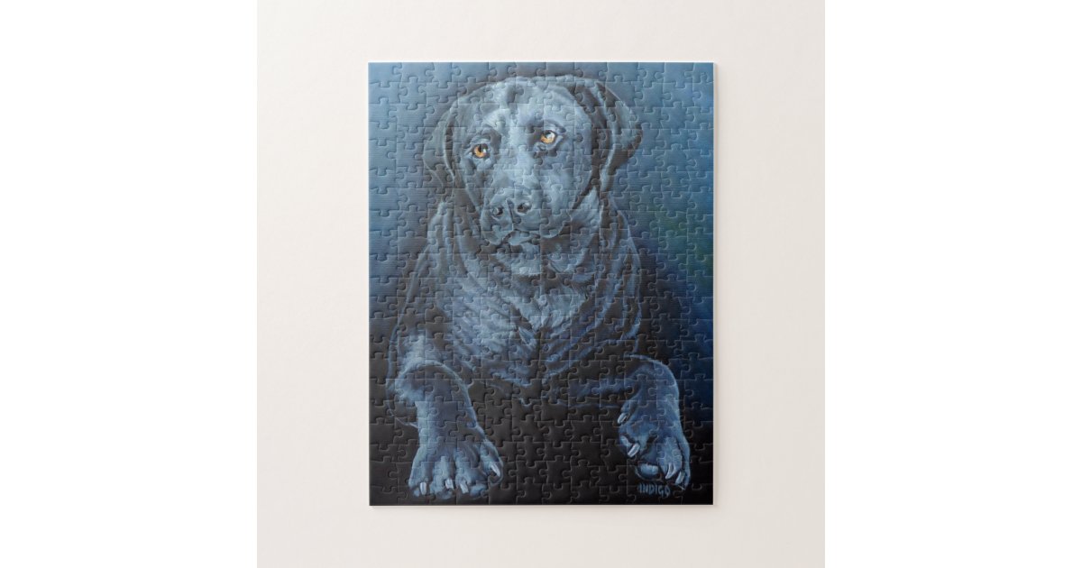 Black Lab Puzzle Personalized Dog Art Puzzles | Zazzle