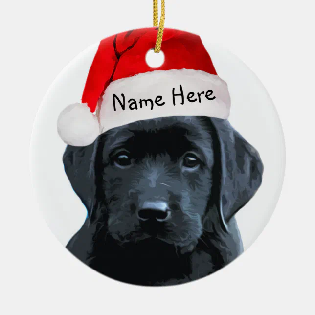 Black Lab Santa Christmas Ornament | Zazzle
