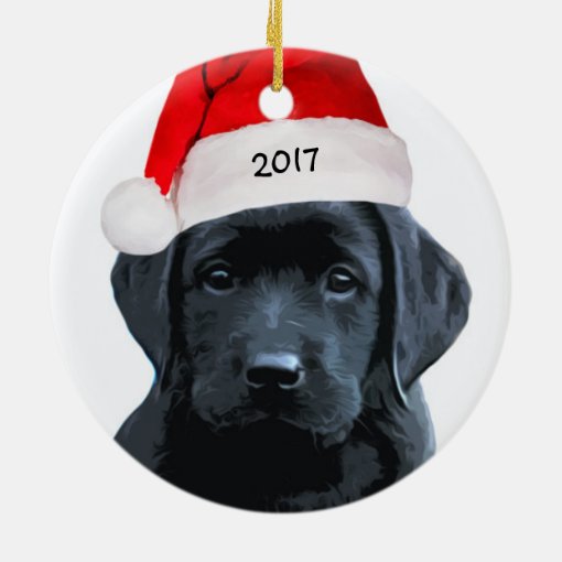 Black Lab Santa Christmas Ornament | Zazzle