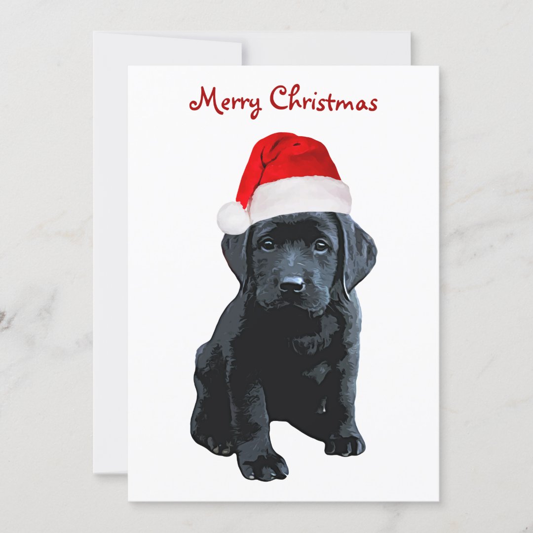Black Lab Santa Dog Merry Christmas - Labrador Dog Holiday Card | Zazzle