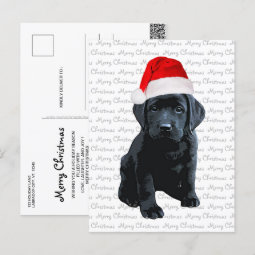 Black Lab Santa Dog Merry Christmas - Labrador Dog Holiday Postcard ...