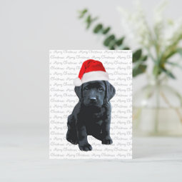 Black Lab Santa Dog Merry Christmas - Labrador Dog Holiday Postcard ...