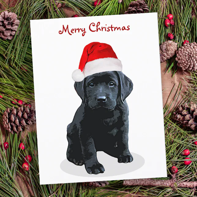 Black Lab Santa - Merry Christmas - Labrador Dog Holiday Postcard | Zazzle
