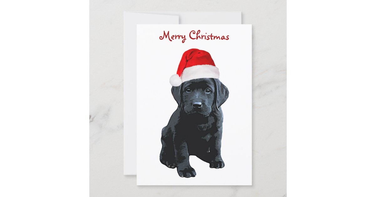 Black Lab Santa - Merry Christmas - Santa Dog Invitation | Zazzle